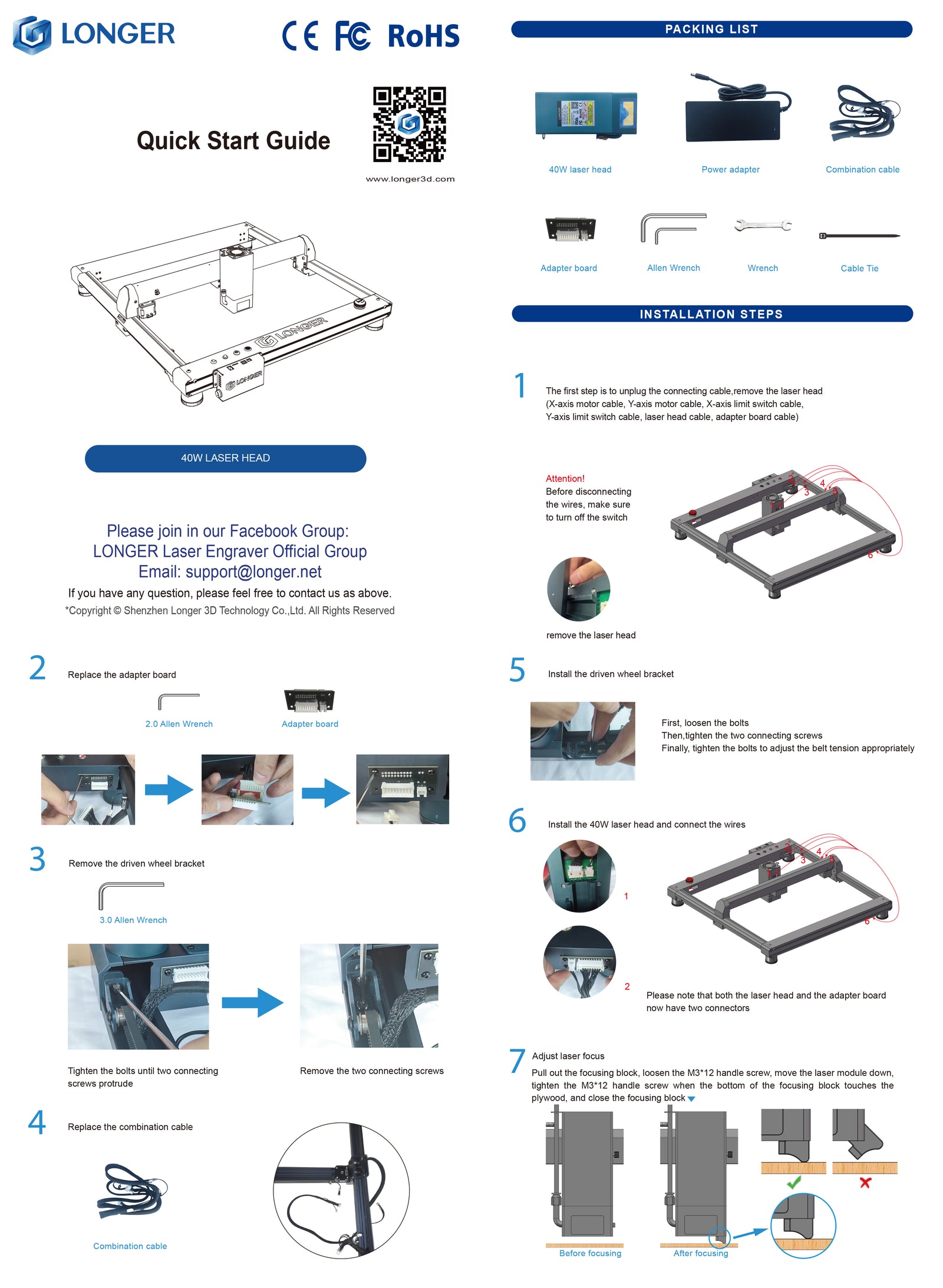 40W laser module installation instructions – LONGER