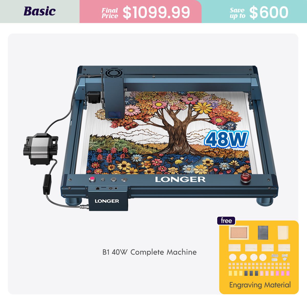 Longer Laser B1 40W CNC Laser Engraver, Wood & Metal Laser Cutter – LONGER