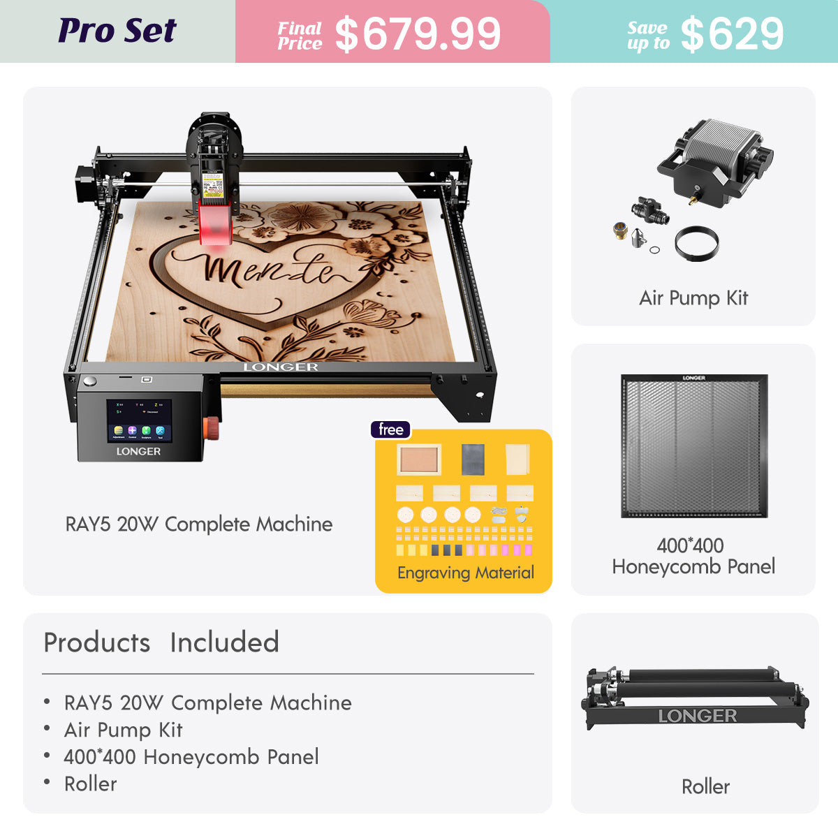 LONGER RAY5 20W Industrial Laser Engraver & Cutter - LONGER
