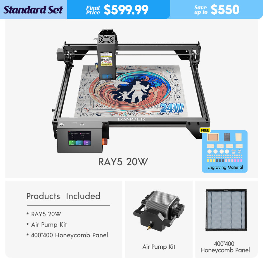 LONGER RAY5 20W Industrial Laser Engraver & Cutter - LONGER
