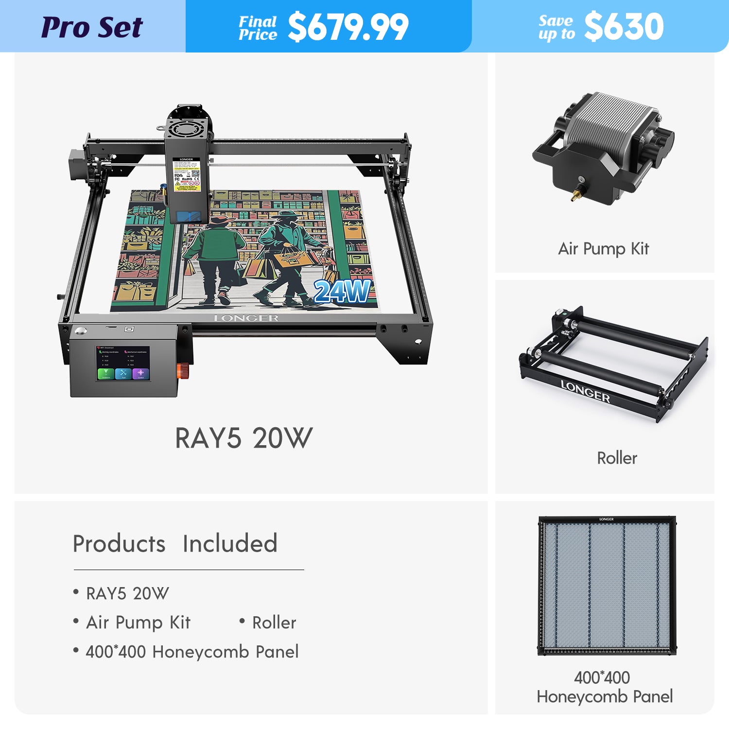 Longer RAY5 20W Laser Engraver(22-24W Output Power) - LONGER